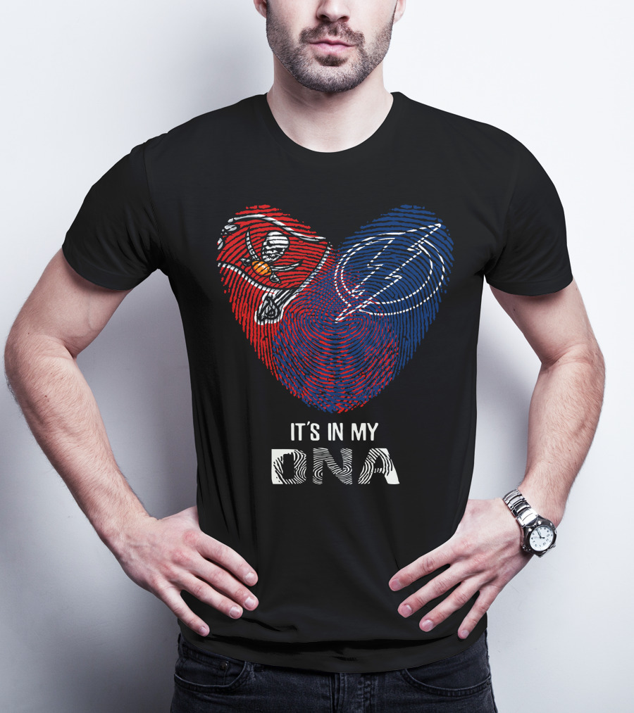 Buccaneers Lightning Heart It's In My Dna Fingerprint T-Shirt