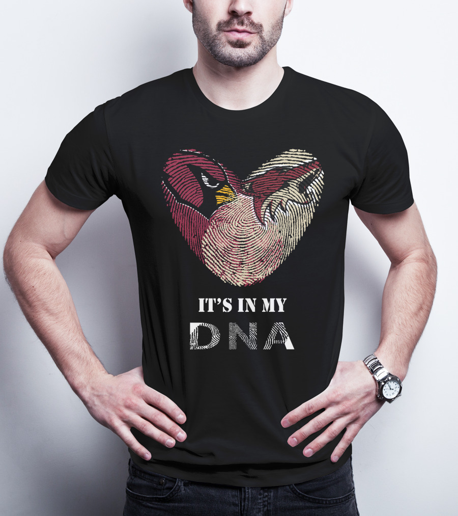 Cardinals Arizona Coyotes It's In My DNA Fingerprint Heart T-Shirt