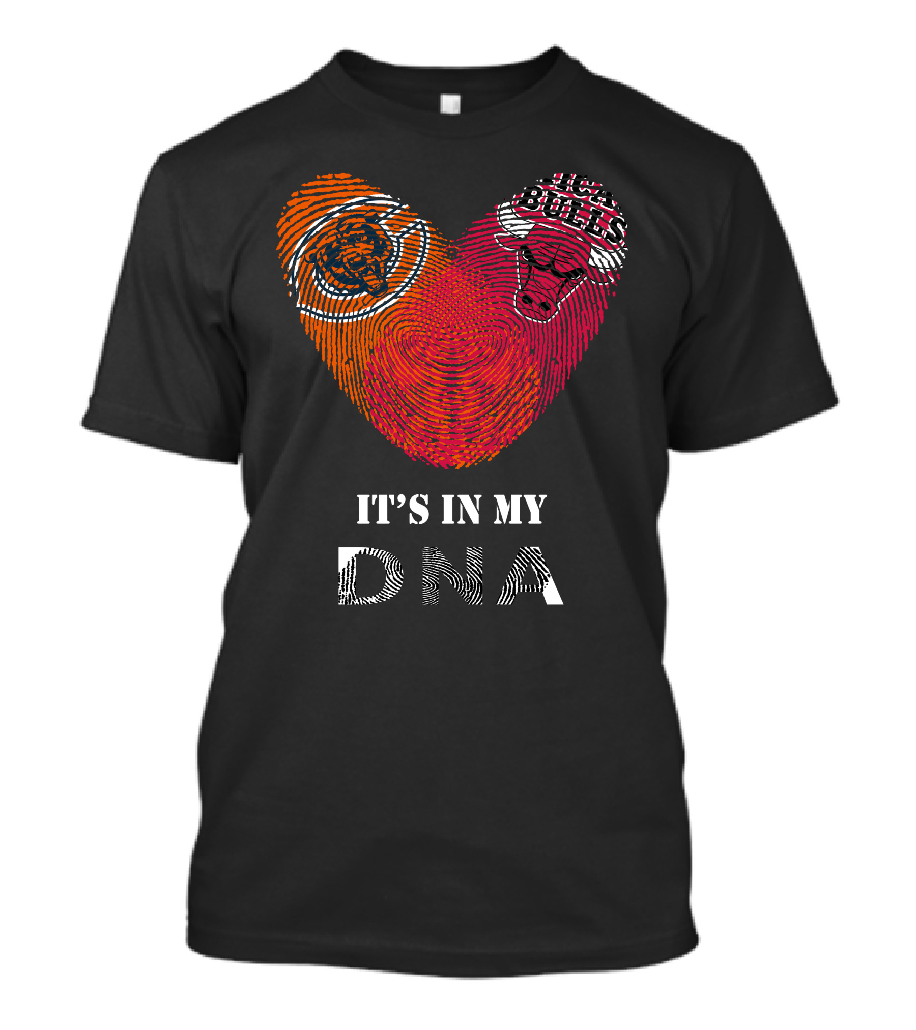 Chicago Bears Bulls Fingerprint Heart It's In My DNA T-Shirt