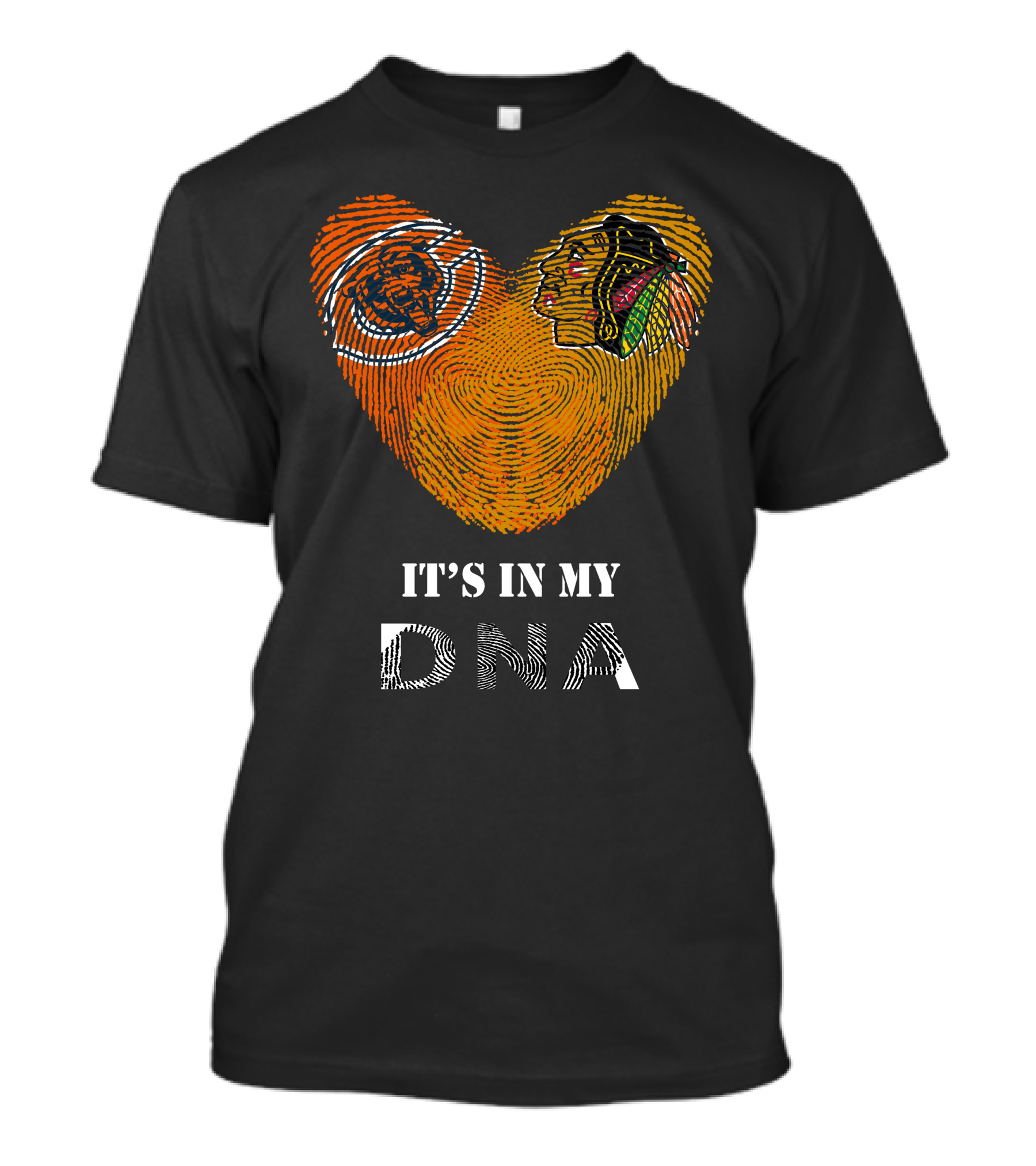 Chicago Bears Blackhawks It's In My Dna Fingerprint Heart T-Shirt