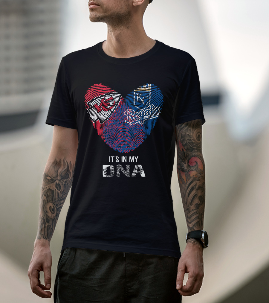 Chiefs Kc Royals Heart-Shaped Fingerprint It's In My Dna T-Shirt