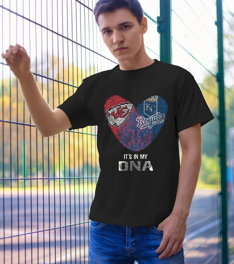 Chiefs Kc Royals Heart-Shaped Fingerprint It's In My Dna T-Shirt