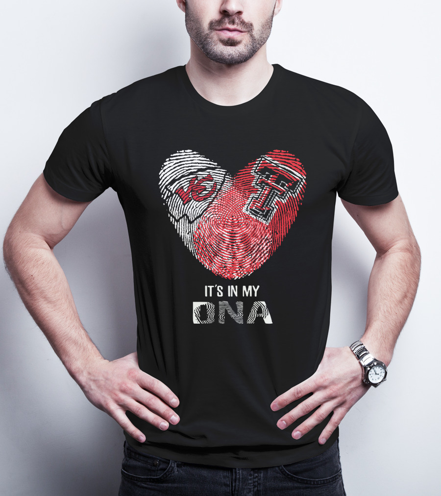 Chiefs Texas Tech Heart Shaped Fingerprint It's In My Dna T-Shirt