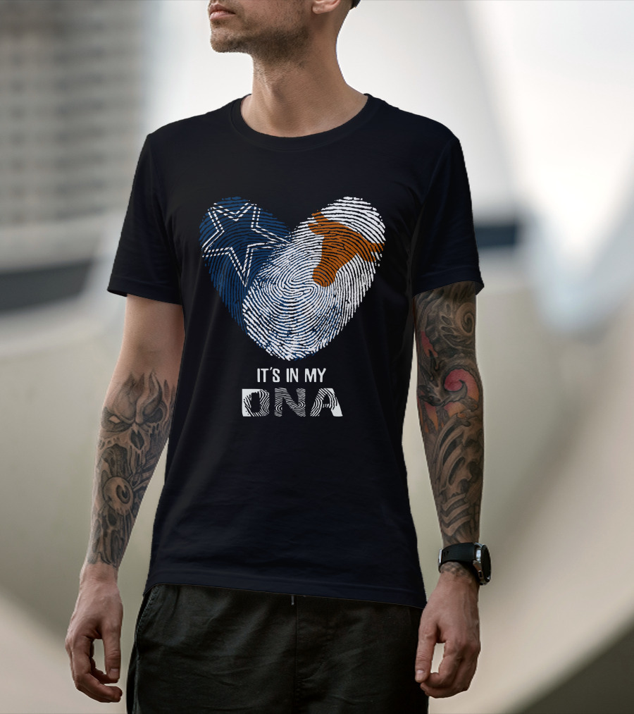 Cowboys Longhorns It's In My DNA Fingerprint Heart T-Shirt