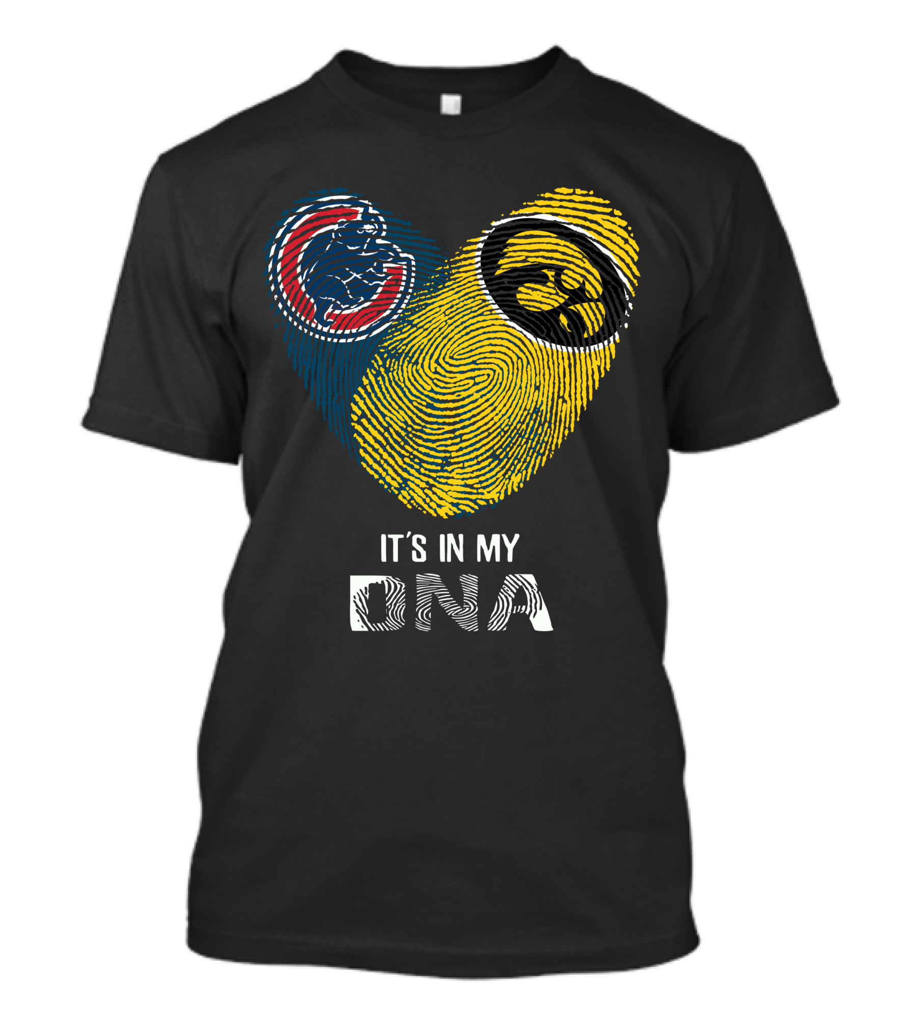 Chicago Cubs Iowa Hawkeyes It's In My Dna Fingerprint Heart T-Shirt