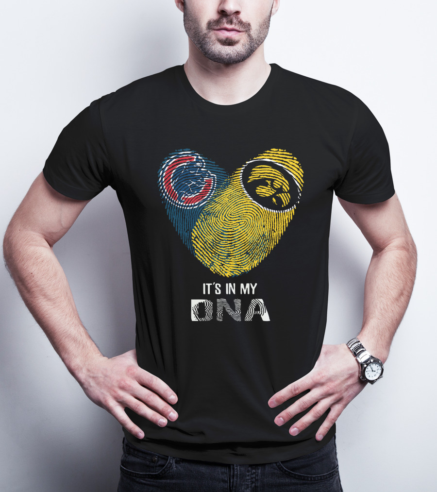 Chicago Cubs Iowa Hawkeyes It's In My Dna Fingerprint Heart T-Shirt
