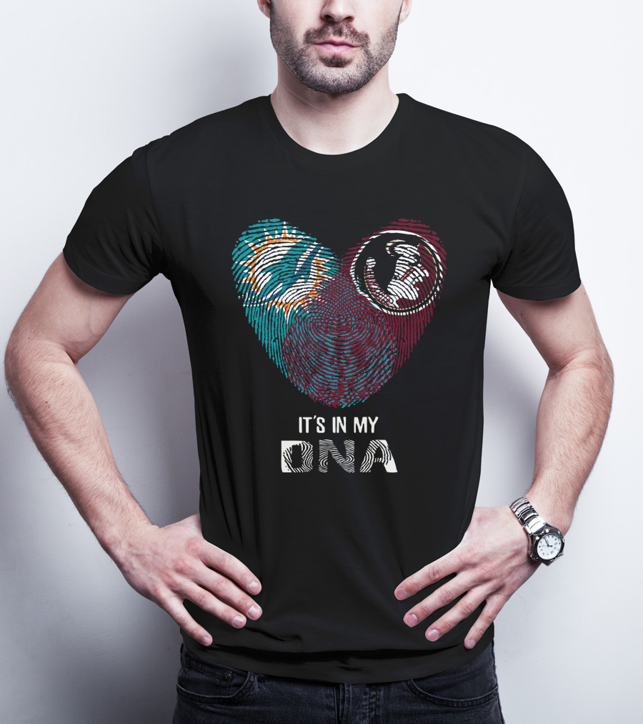Dolphins Seminoles It's In My DNA Fingerprint Heart T-Shirt