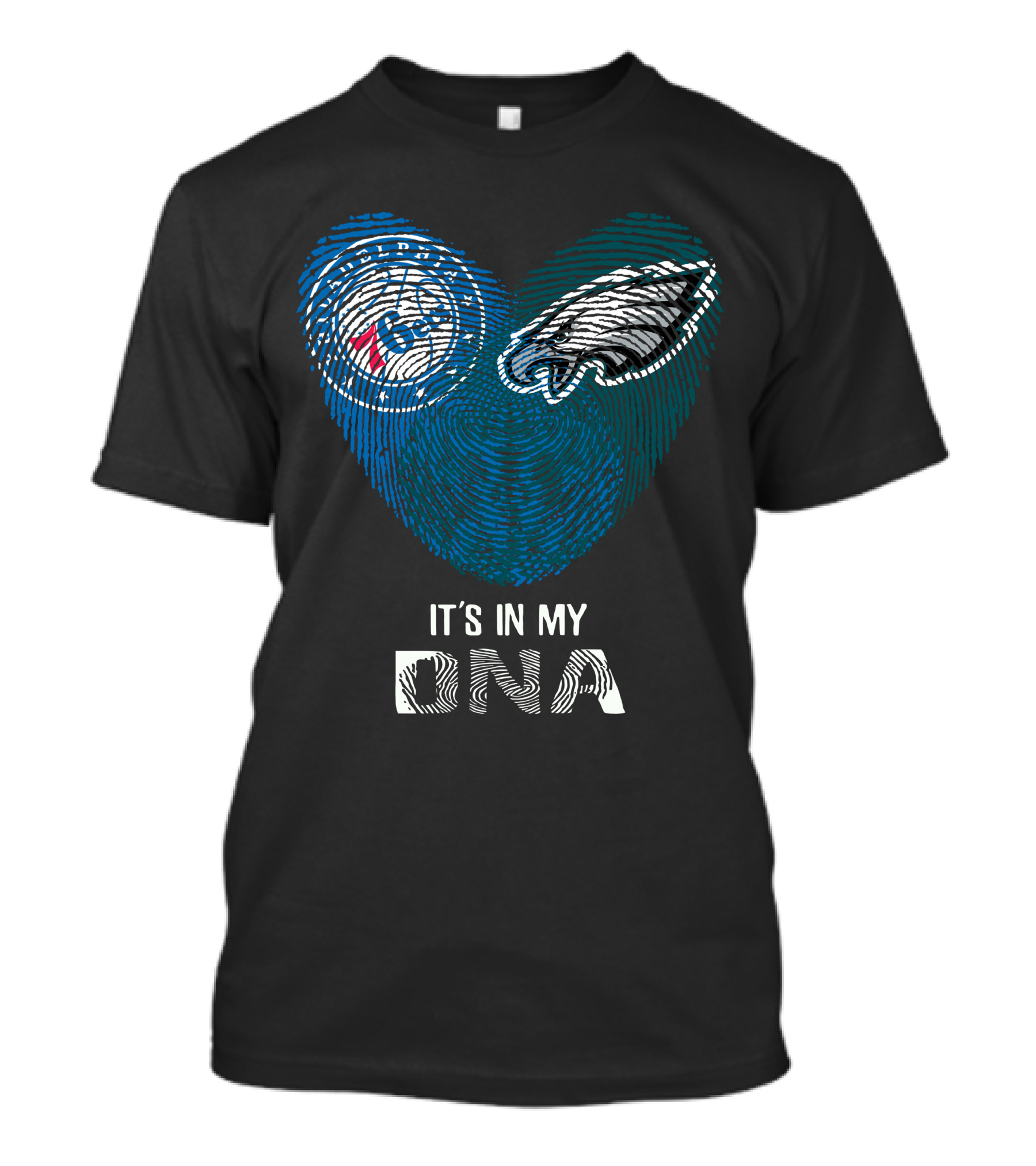 Eagles 76Ers It's In My DNA Fingerprint Heart T-Shirt