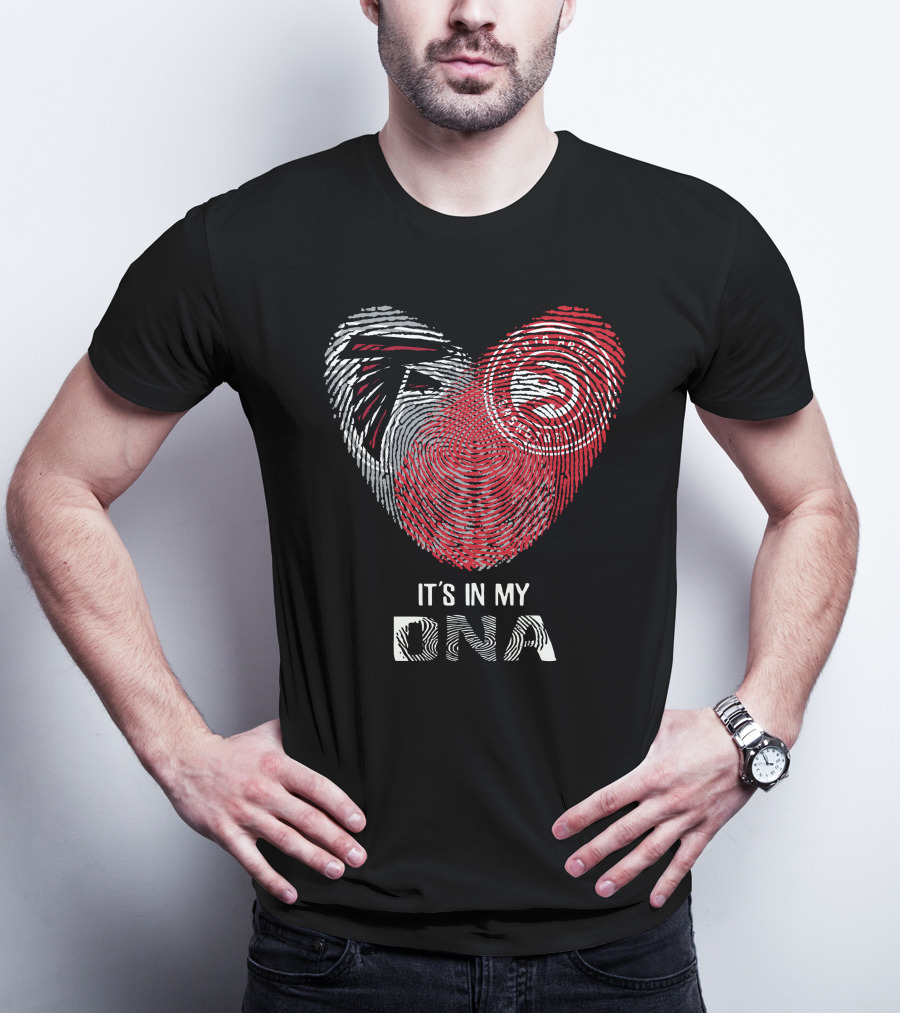 Falcons Atlanta Hawks It's In My DNA Fingerprint Heart T-Shirt