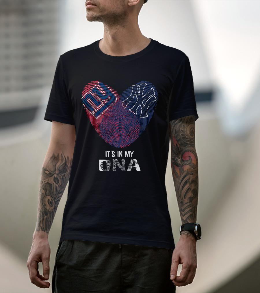 Giants Yankees Fingerprint Heart It's In My DNA T-Shirt
