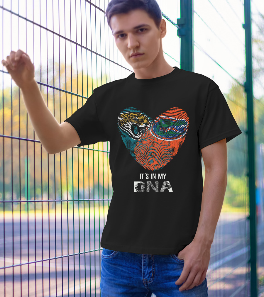 Jaguars Gators It's In My Dna Fingerprint Heart T-Shirt