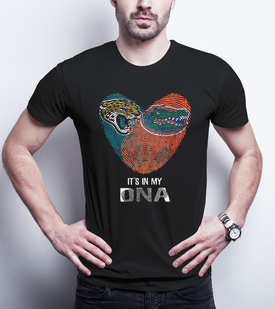 Jaguars Gators It's In My Dna Fingerprint Heart T-Shirt