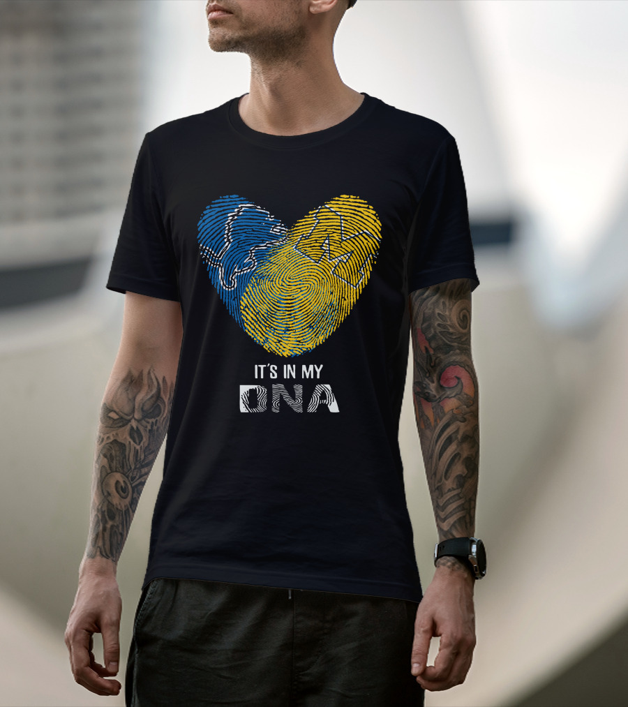 Lions Michigan Wolverines Heart Shaped Fingerprint It's In My Dna T-Shirt