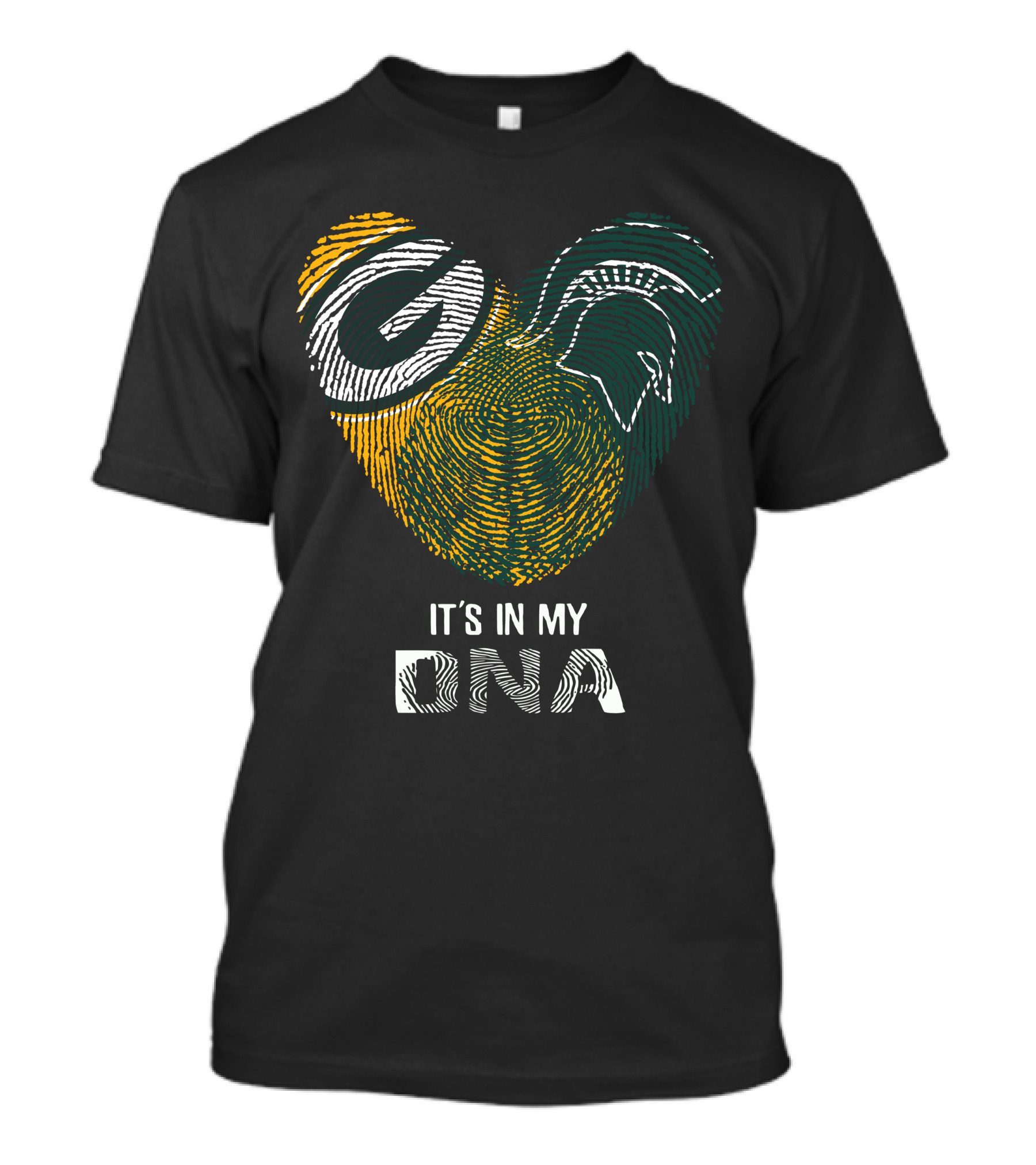 It's In My DNA Packers Michigan State Spartans Fingerprint Heart T-Shirt