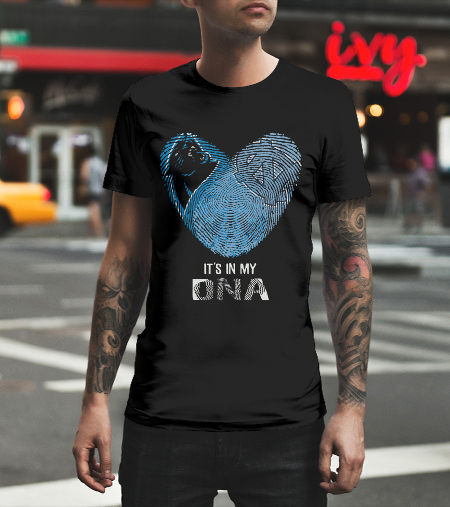Panthers Tar Heels It's In My DNA Fingerprint Heart T-Shirt
