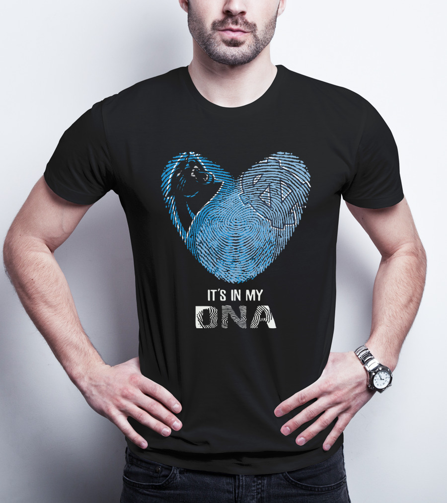 Panthers Tar Heels It's In My DNA Fingerprint Heart T-Shirt
