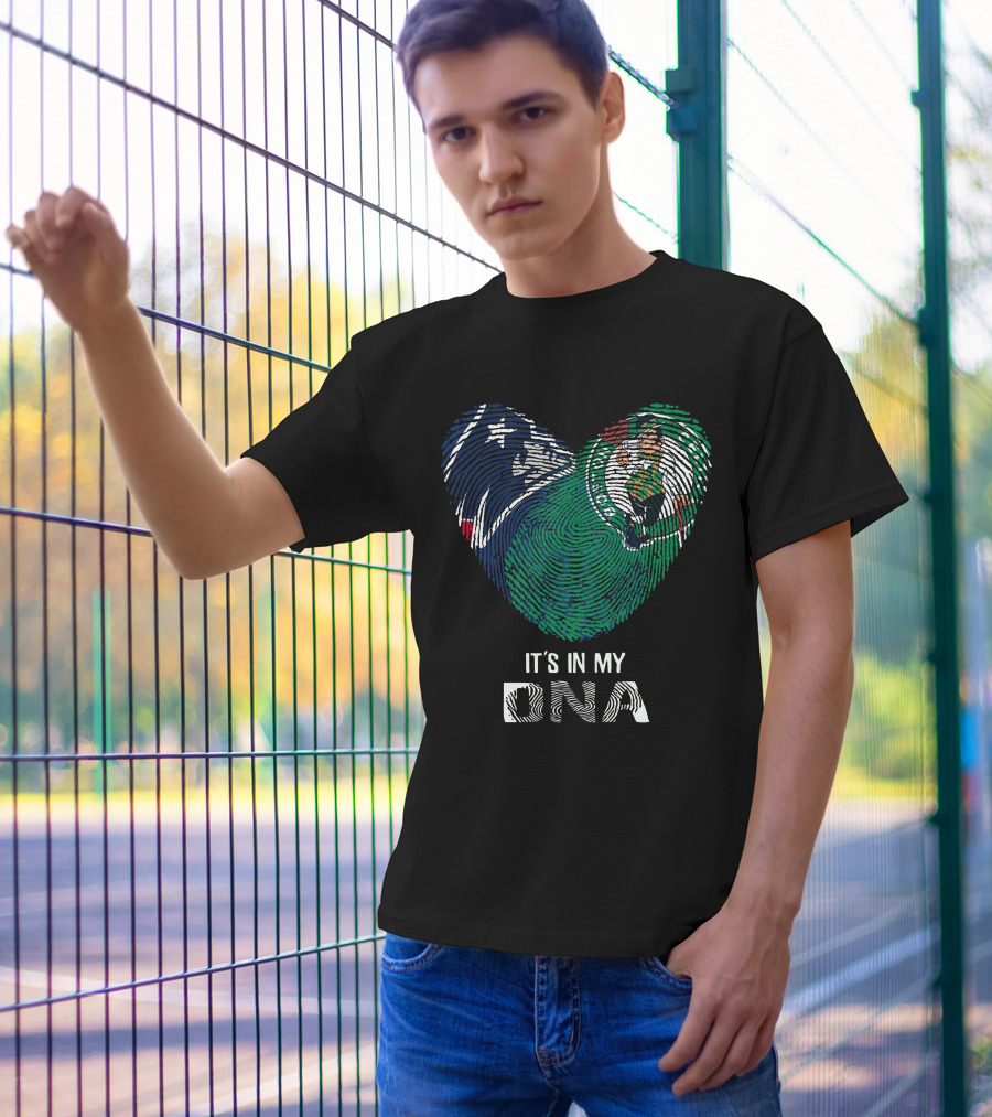 Patriots Celtics Heart DNA Fingerprint με τα λογὀτυπα των Patriots και Celtics T-Shirt