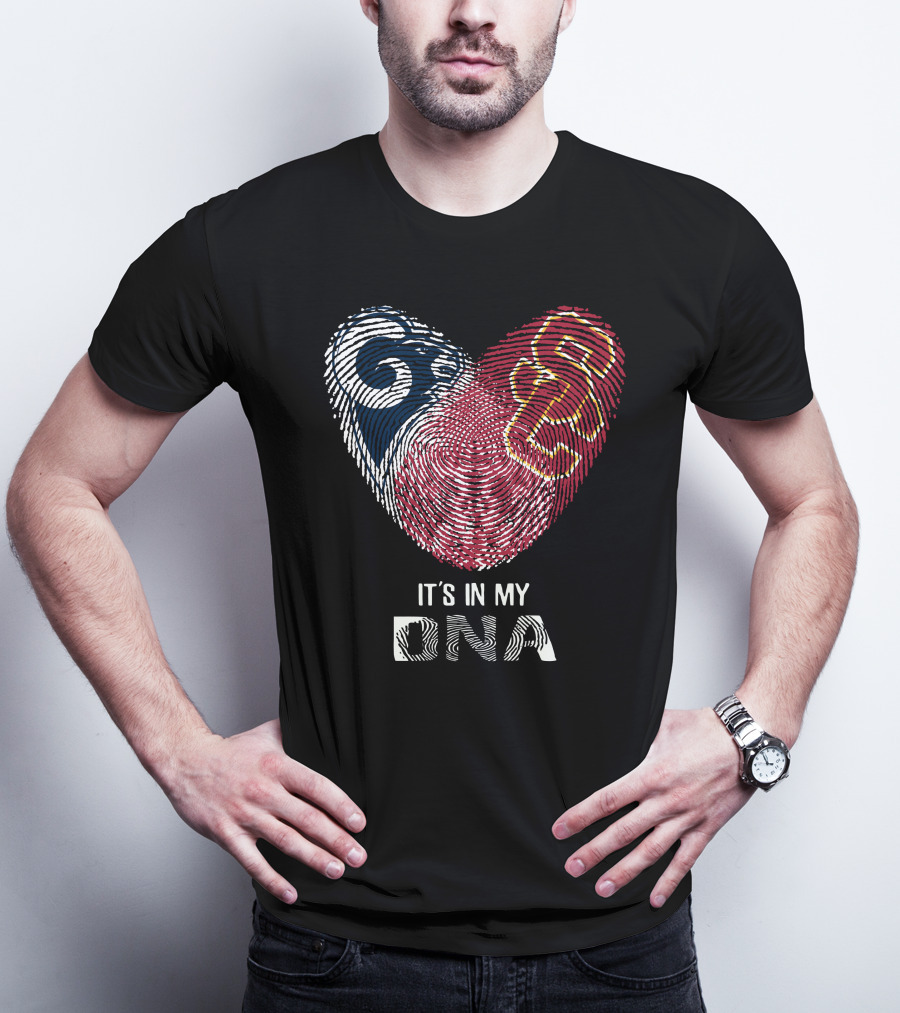 Rams USC Trojans Heart Fingerprint It's In My DNA T-Shirt