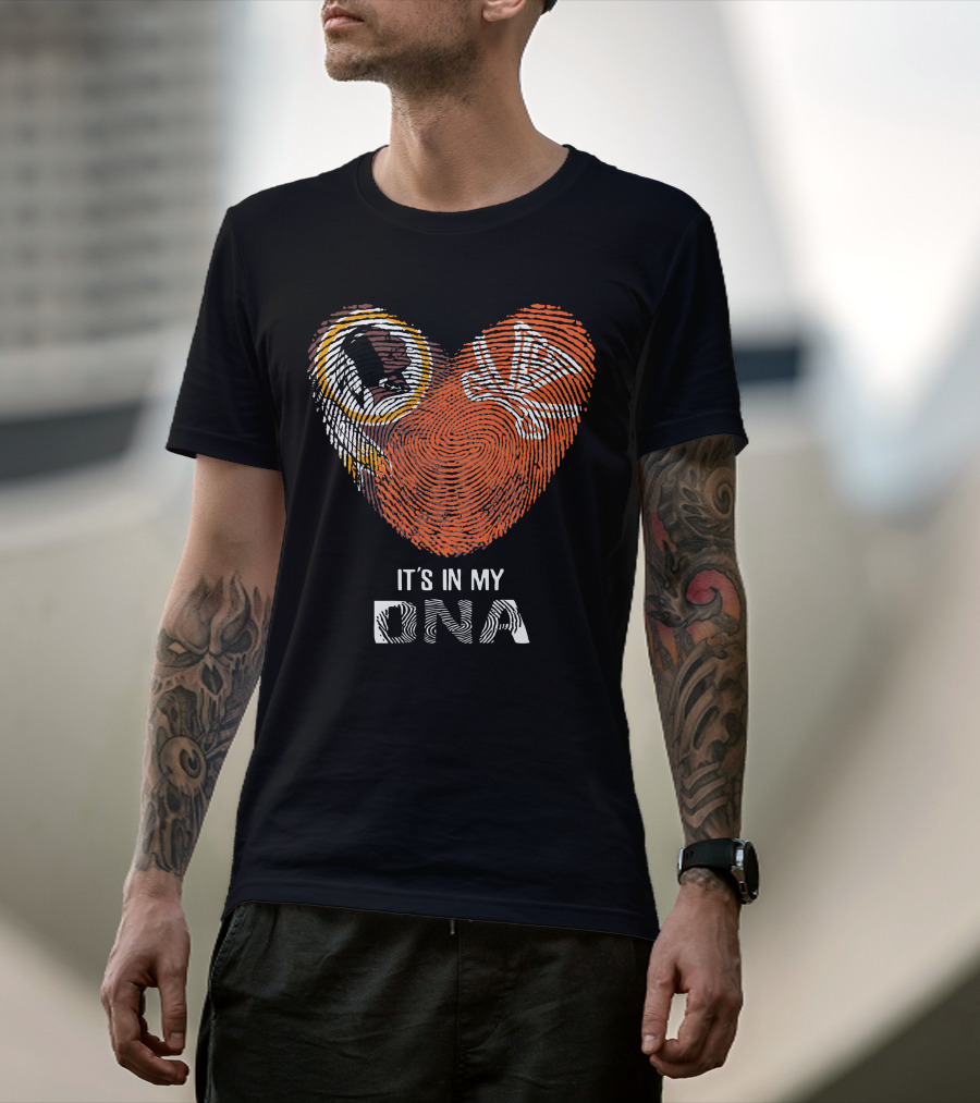 Redskins Cavaliers It's In My Dna Heart Fingerprint T-Shirt