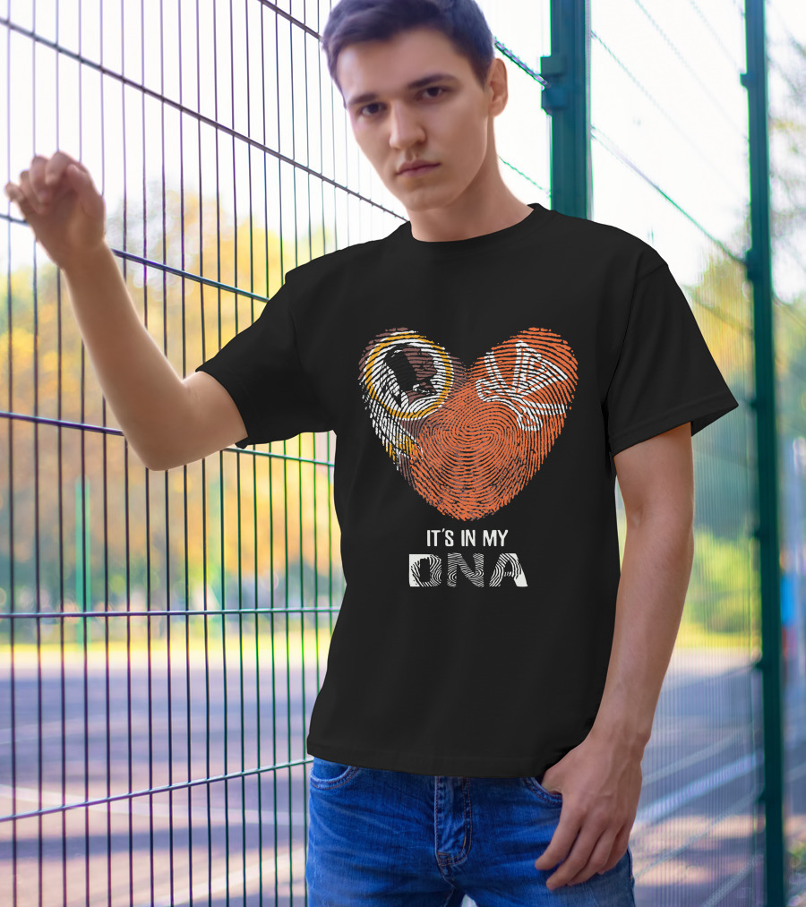 Redskins Cavaliers It's In My Dna Heart Fingerprint T-Shirt