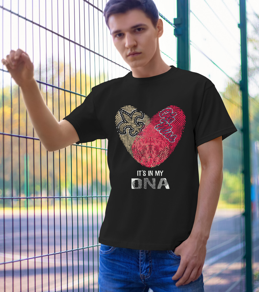 Saints Ole Miss Fingerprint Heart It's In My DNA T-Shirt
