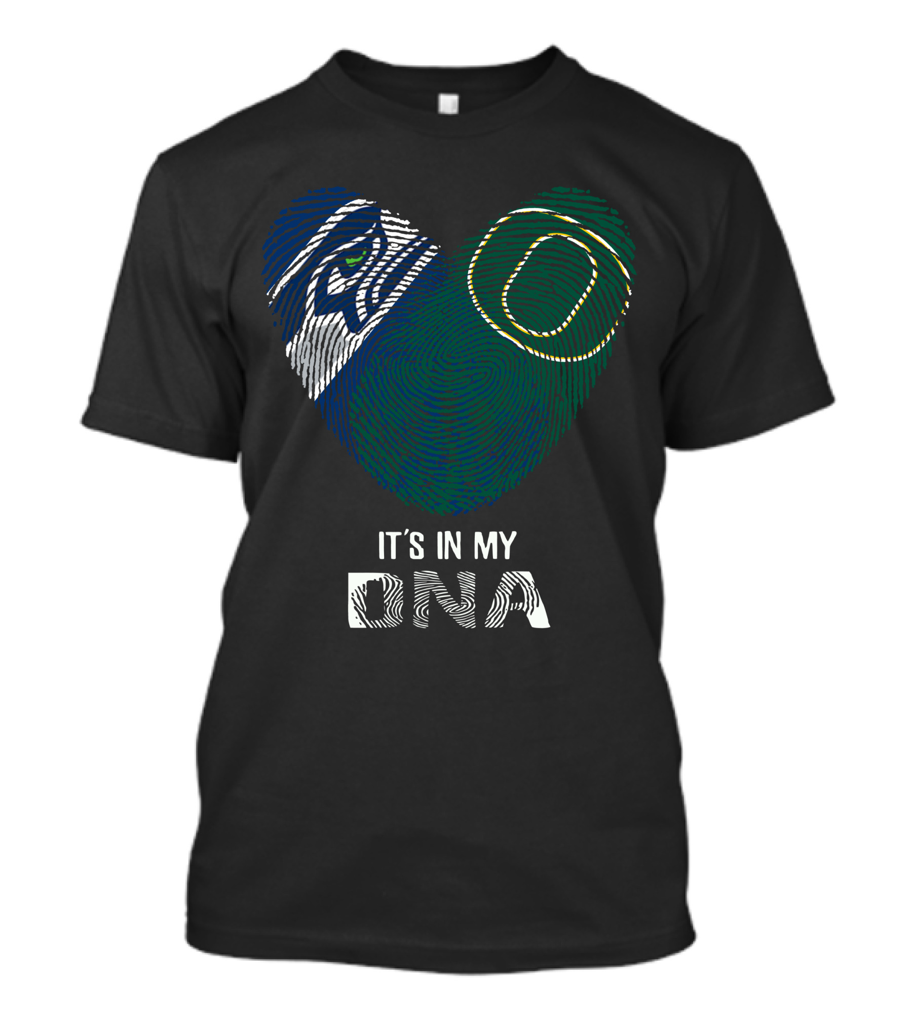 Seahawks Ducks Fingerprint Heart It's In My DNA T-Shirt