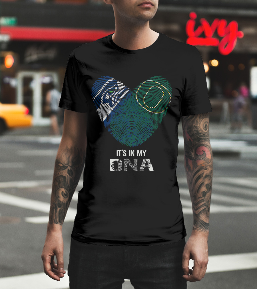 Seahawks Ducks Fingerprint Heart It's In My DNA T-Shirt