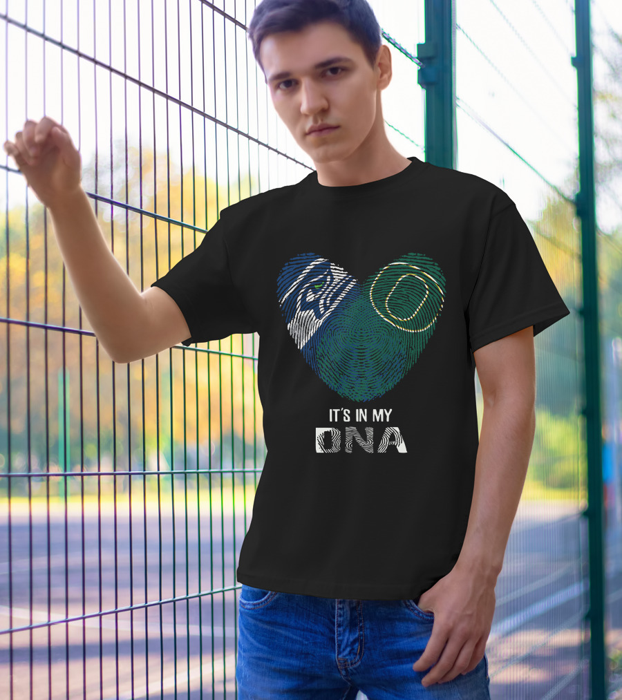 Seahawks Ducks Fingerprint Heart It's In My DNA T-Shirt