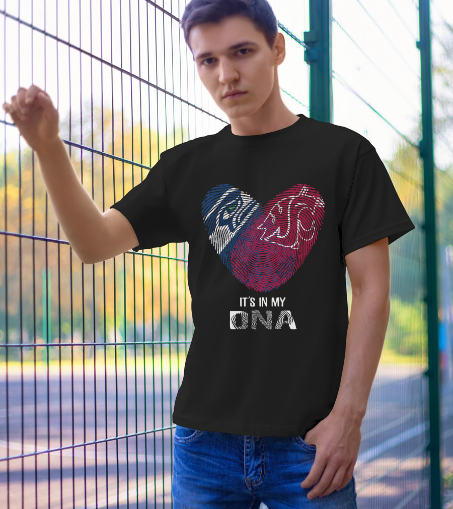 Seahawks Washington State It's In My DNA Heart Fingerprint T-Shirt