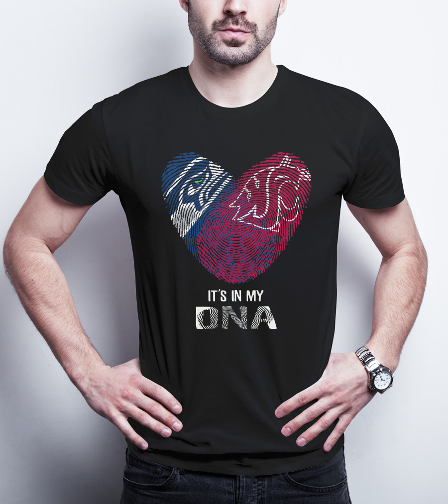 Seahawks Washington State It's In My DNA Heart Fingerprint T-Shirt