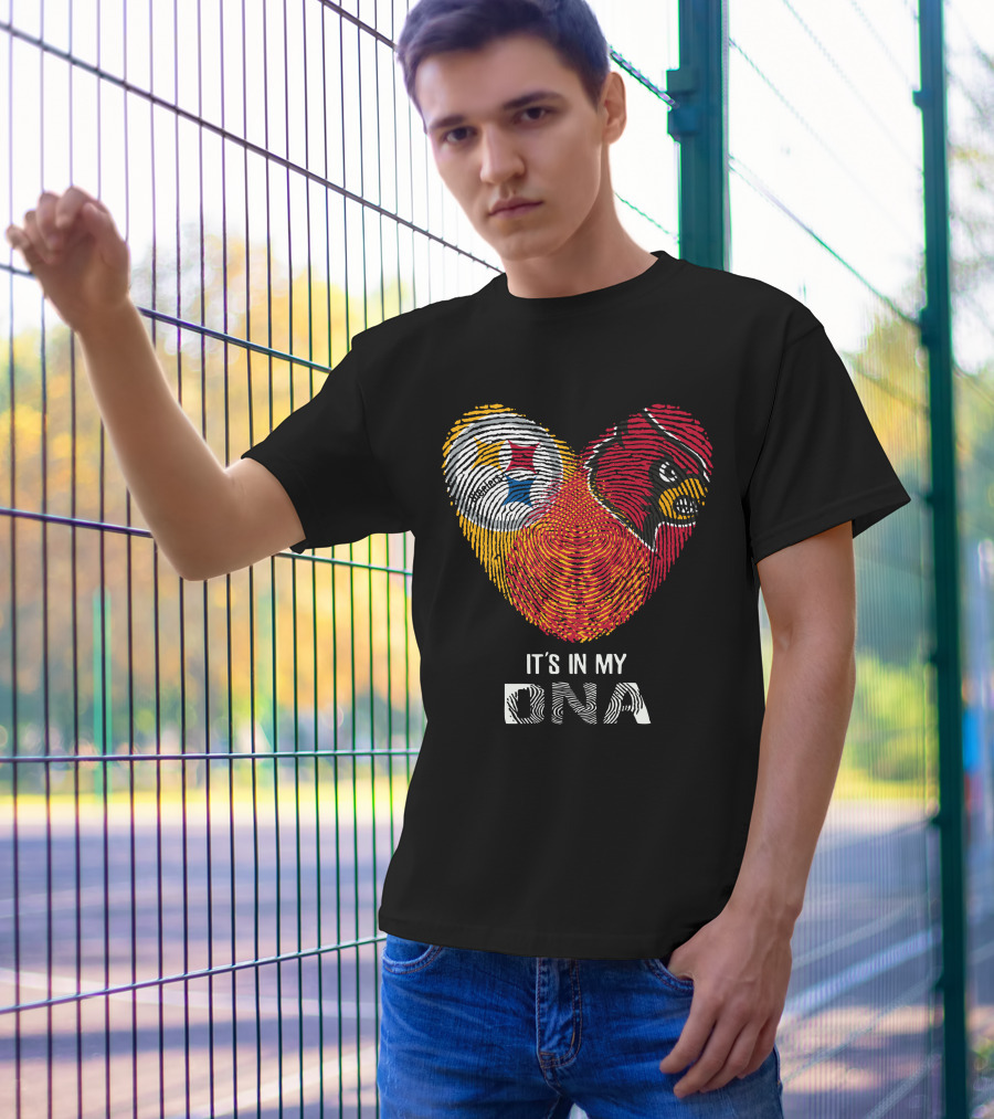Steelers Cardinals It's In My DNA Fingerprint Heart T-Shirt