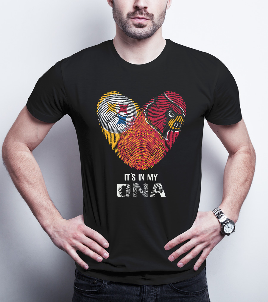 Steelers Cardinals It's In My DNA Fingerprint Heart T-Shirt