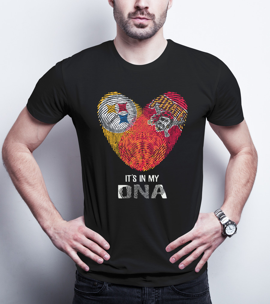 Steelers Pirates It’s In My DNA Fingerprint Heart T-Shirt