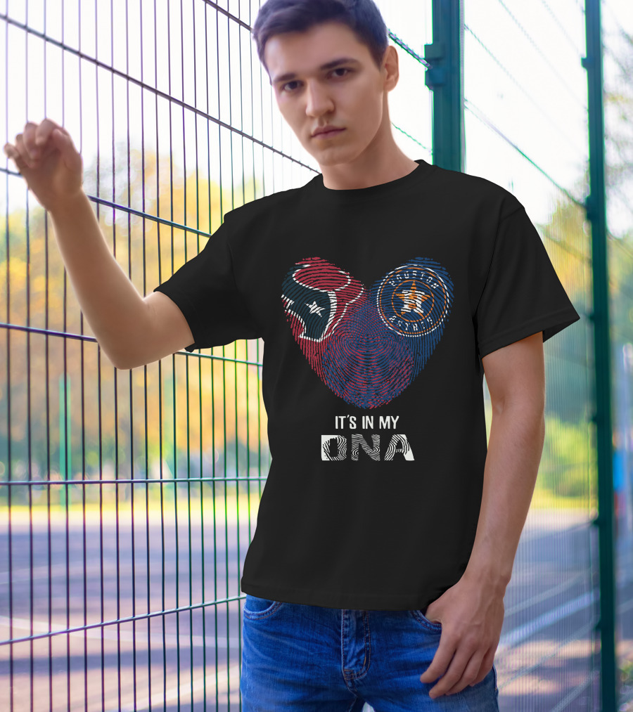 Texans Astros Heart Fingerprint It's In My DNA T-Shirt