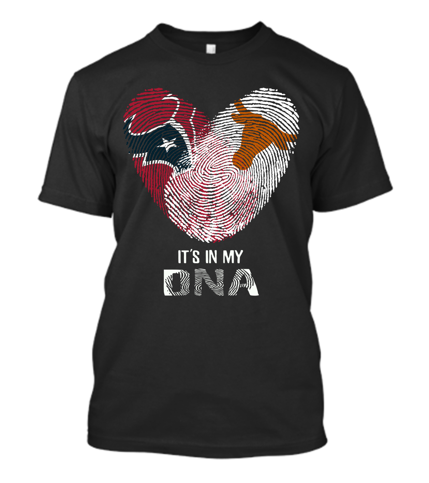 Texans Longhorns Fingerprint Heart It's In My DNA T-Shirt