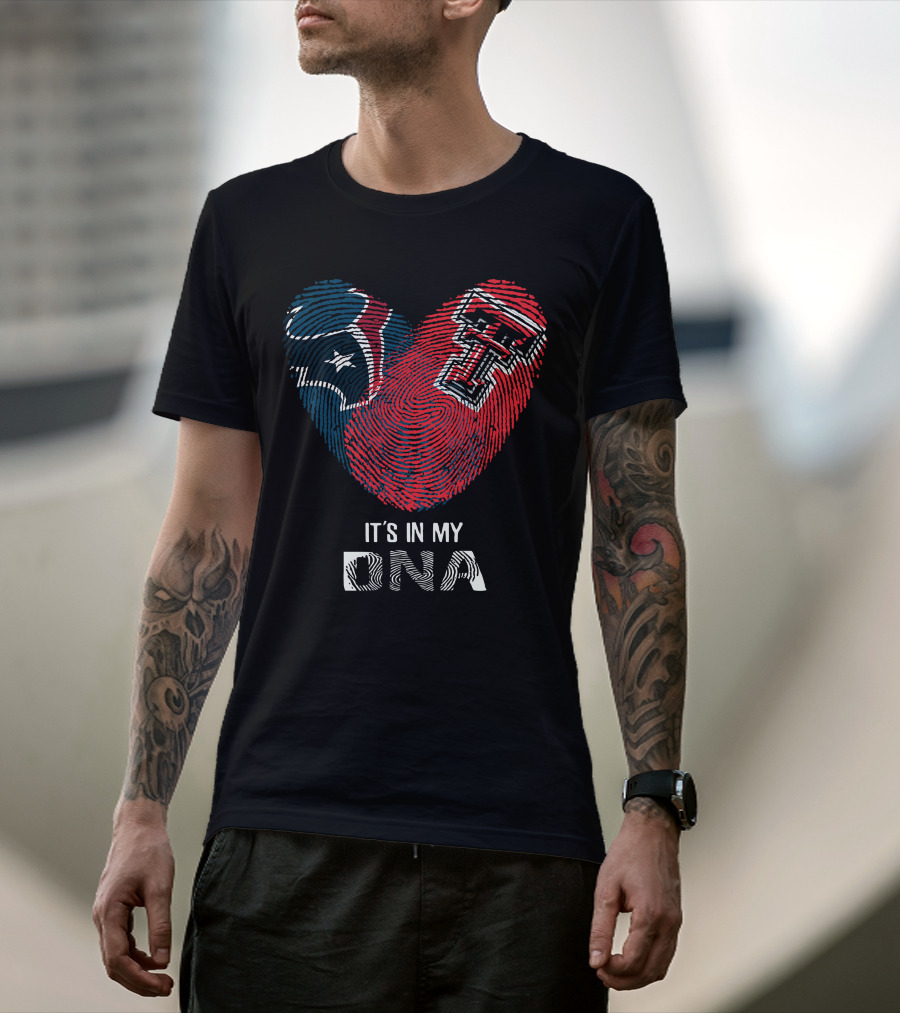 Texans Texas Tech Heart Fingerprint It's In My Dna T-Shirt