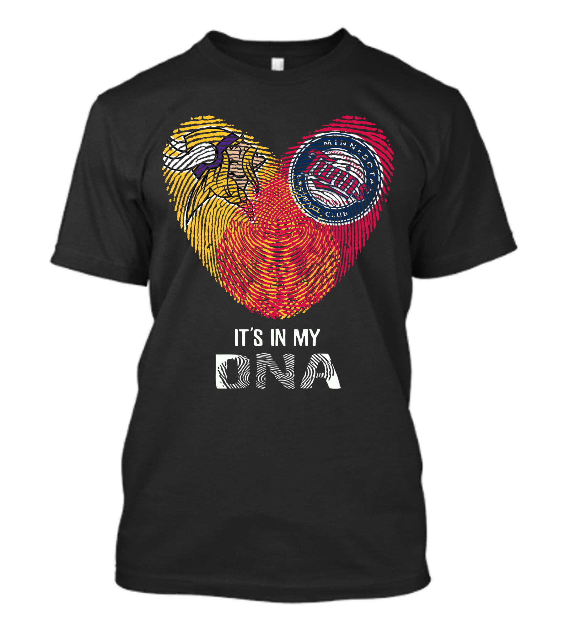 Vikings Twins It's In My DNA Heart Fingerprint T-Shirt