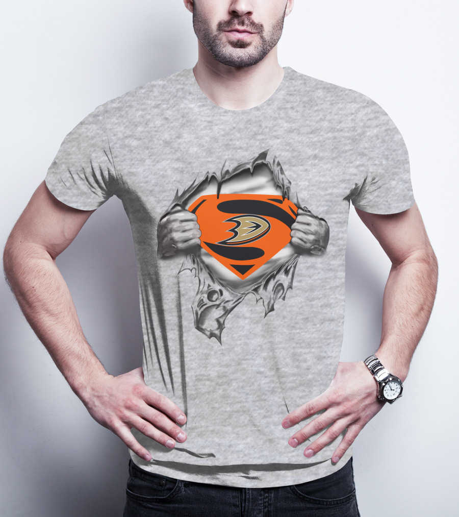 Anaheim Ducks Superman Logo Rip Open T-Shirt