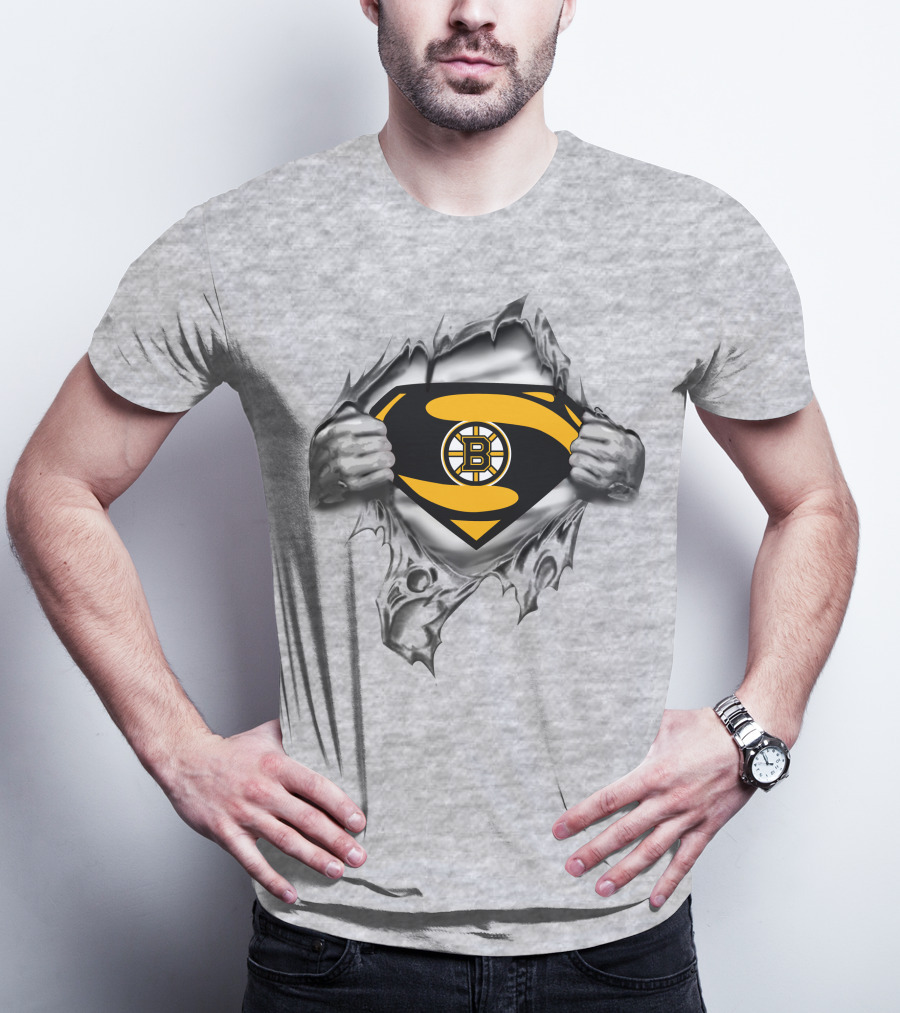 Boston Bruins Superman Logo Superhero Concept T-Shirt