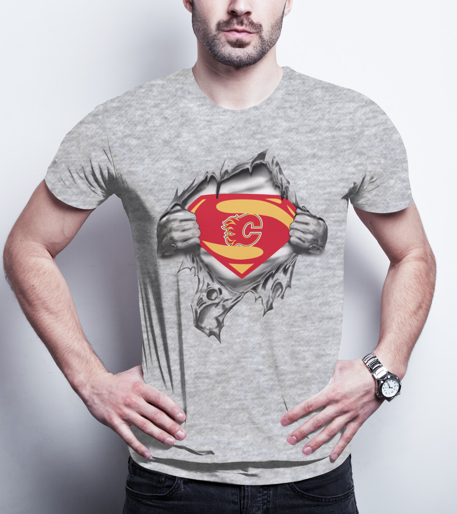 Calgary Flames Superman Logo Crossover T-Shirt