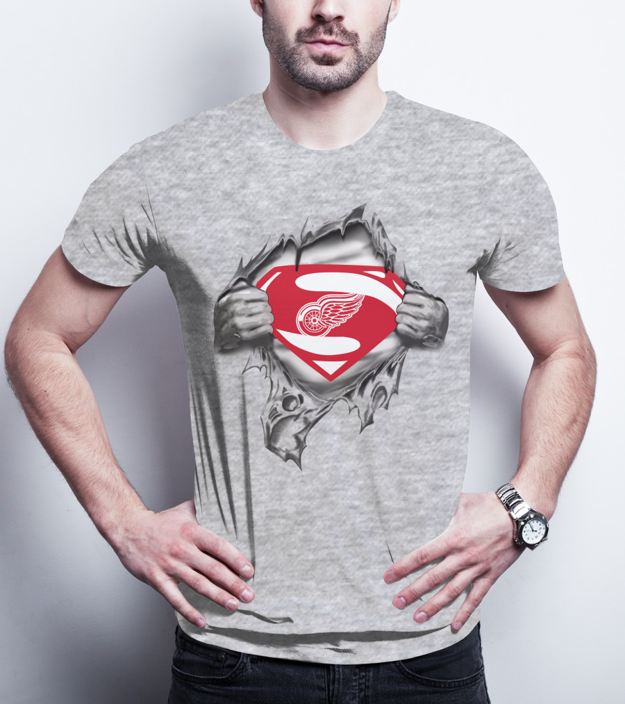 Detroit Red Wings Superman Symbol Iconic Crossover T-Shirt