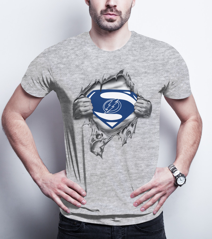 Tampa Bay Lightning Superman Logo Crossover T-Shirt