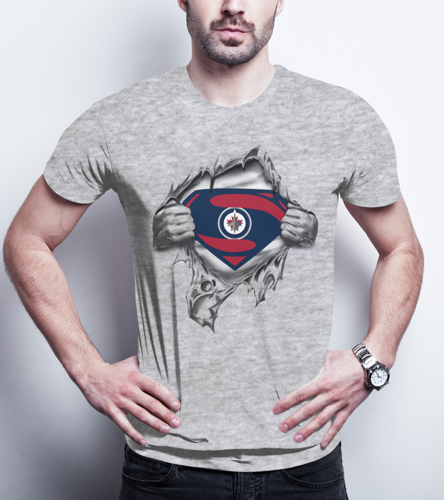 Winnipeg Jets Superman Logo Rip T-Shirt