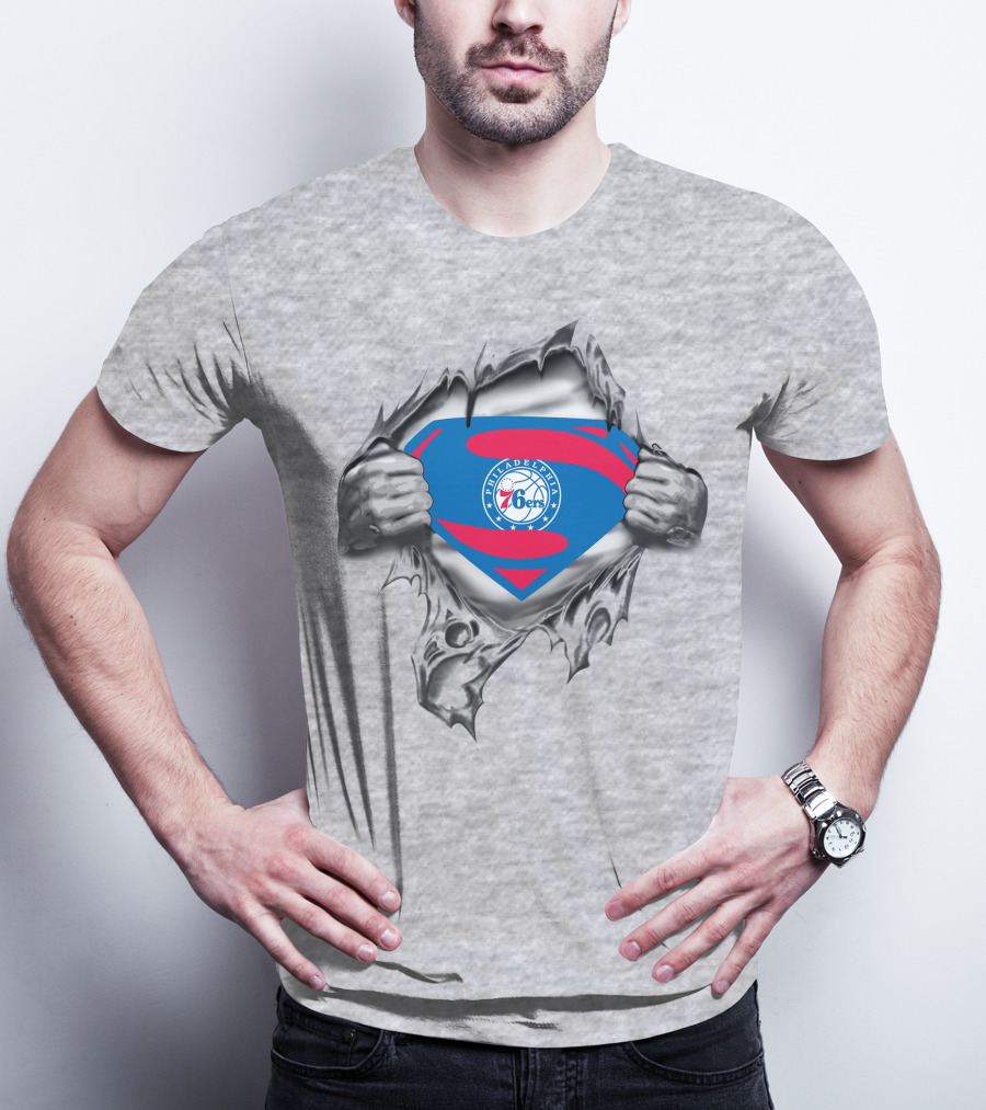 Philadelphia 76ers Superman Logo Torn Chest T-Shirt