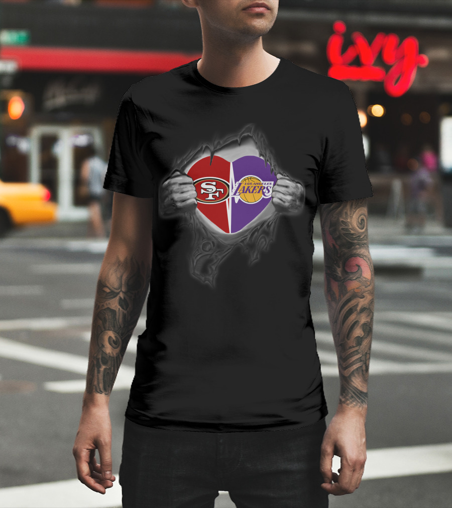 49Ers Los Angeles Lakers Split Heart T-Shirt