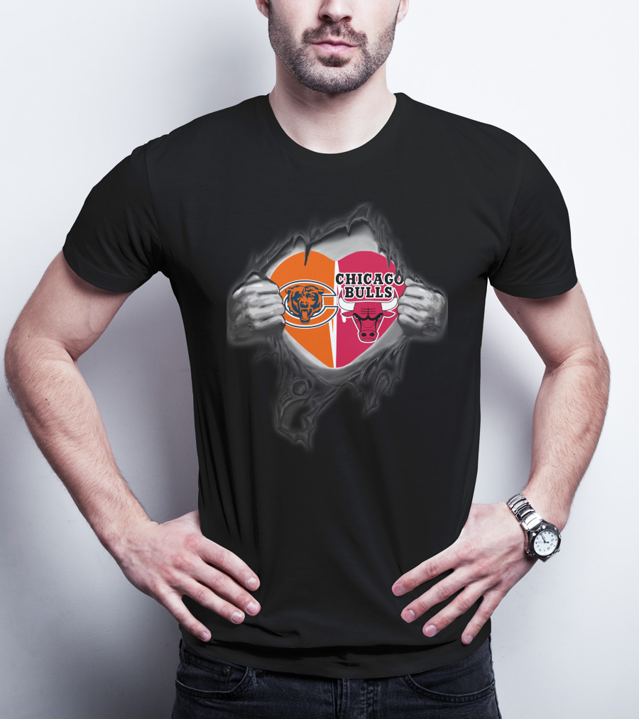 Bears Chicago Bulls Heart Chicago Sports Loyalty T-Shirt