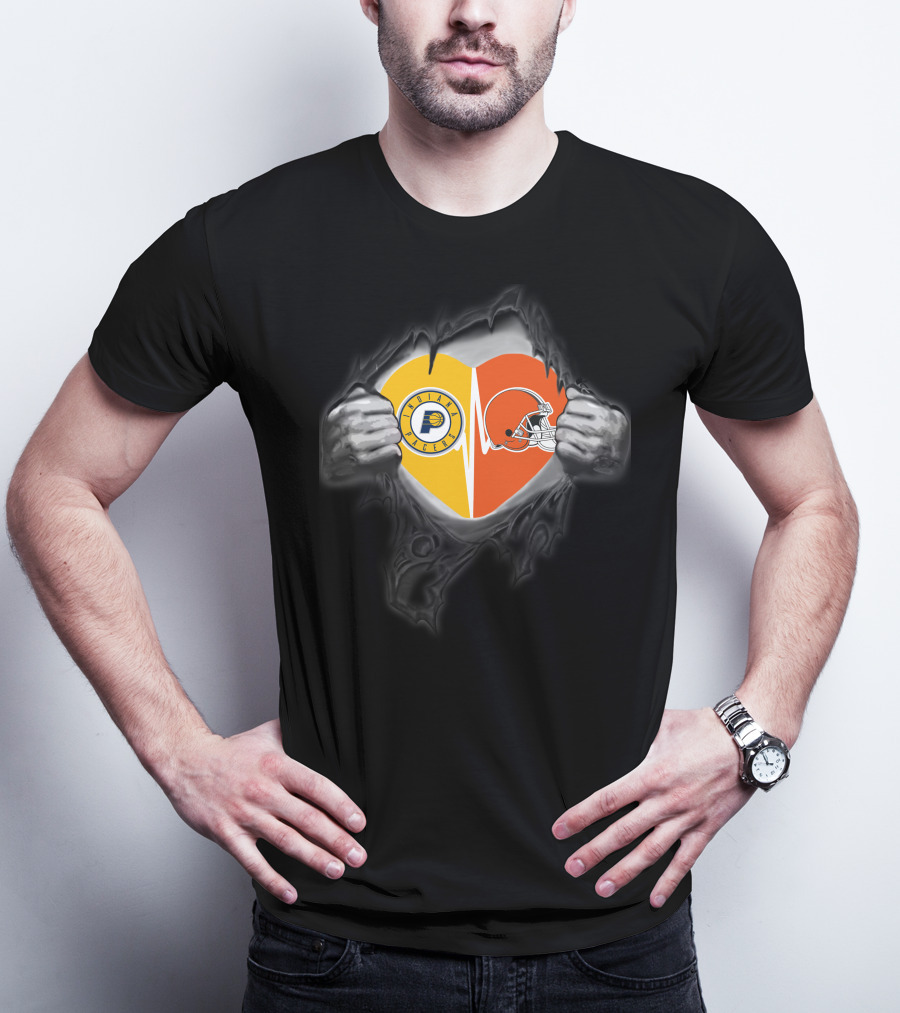Browns Pacers Heartbeat Love Split T-Shirt