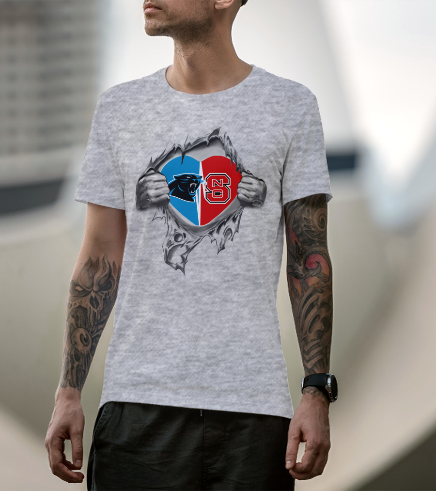 Carolina Panthers NC State Heart T-Shirt