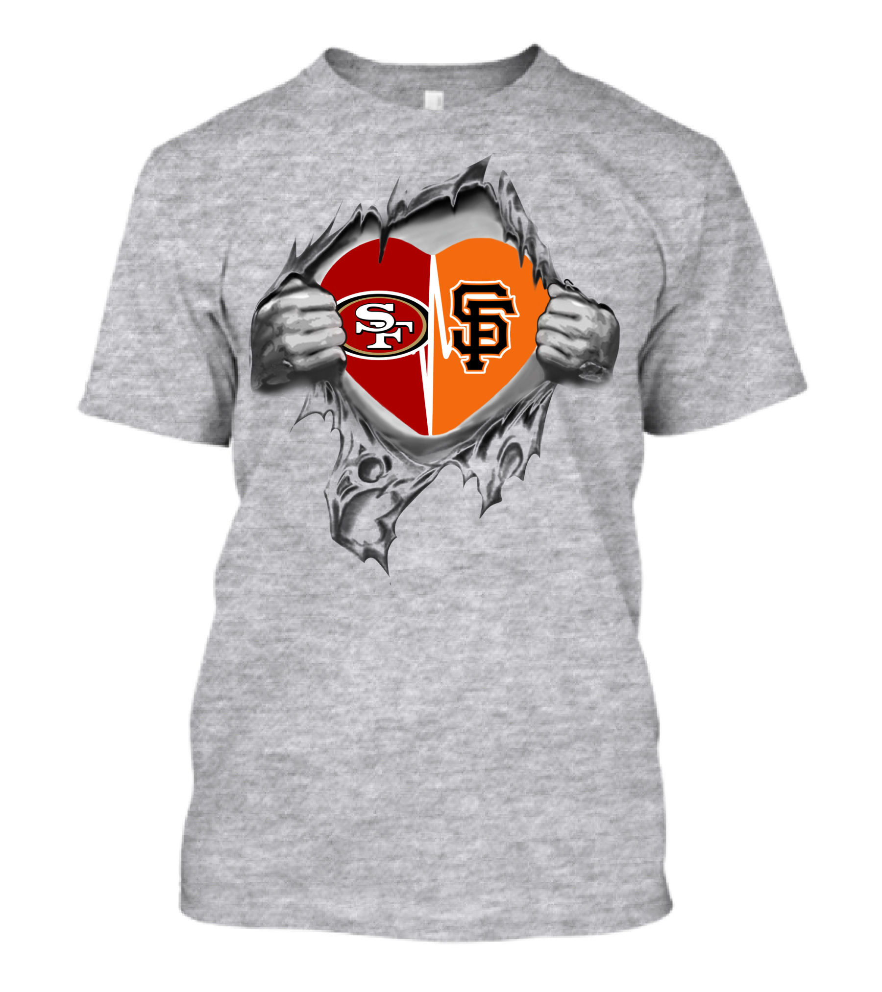 San Francisco 49ers Giants Heart Logo Fusion T-Shirt