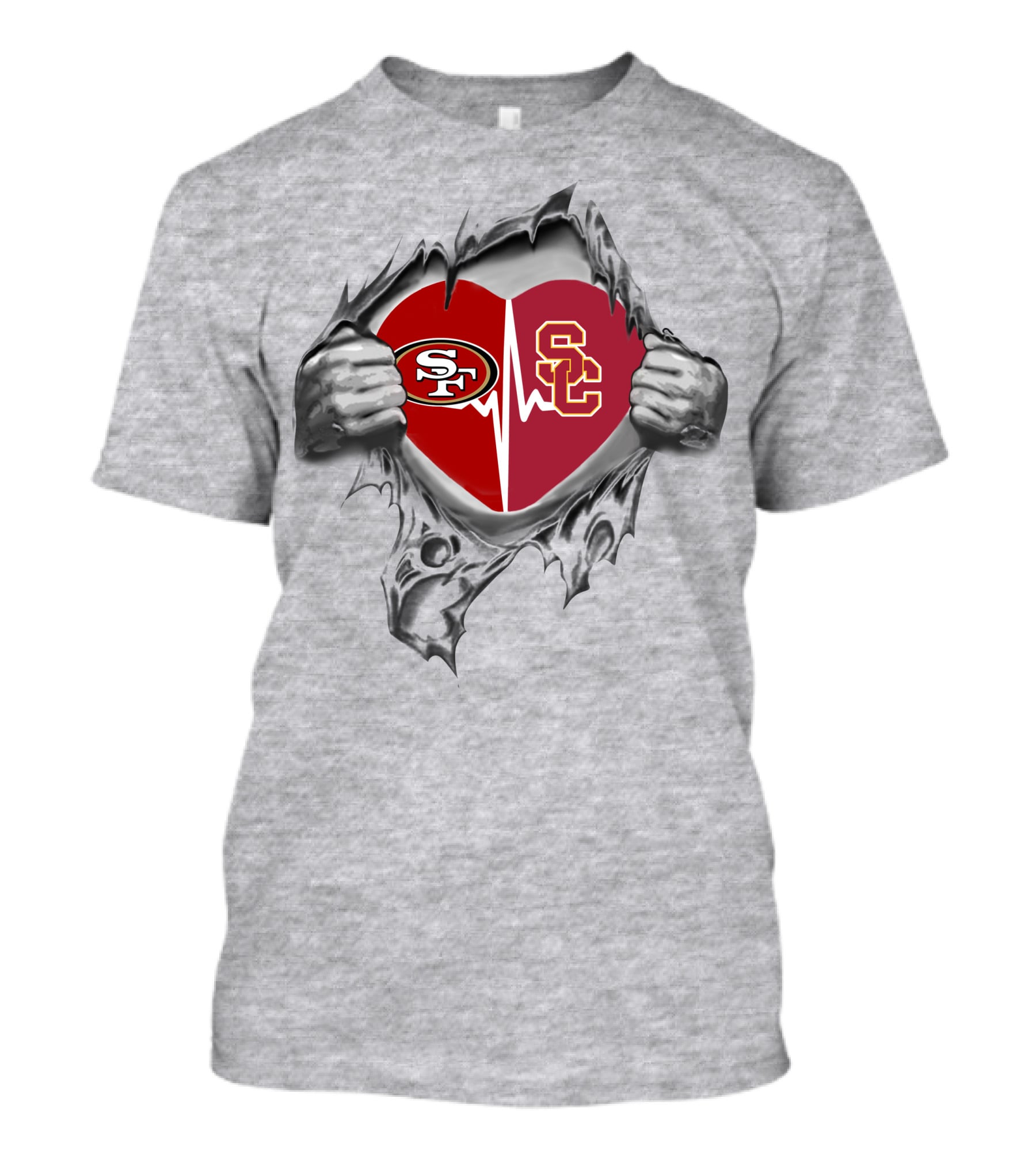 49ers USC Trojans Heartbeat Passion T-Shirt